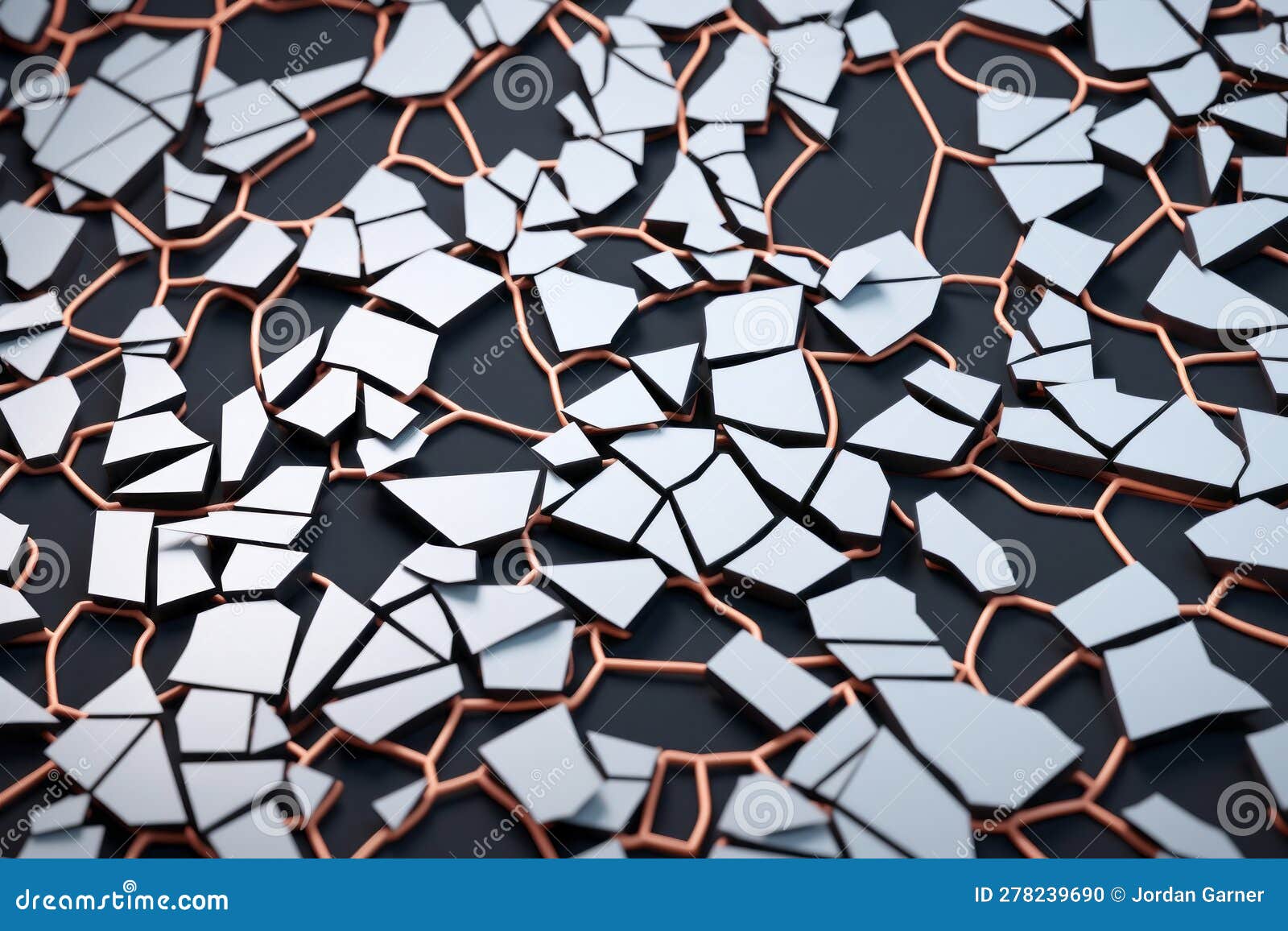 Shattered Flakes Abstract 3D Background - Unique Voronoi Block Texture Stock Illustration ...