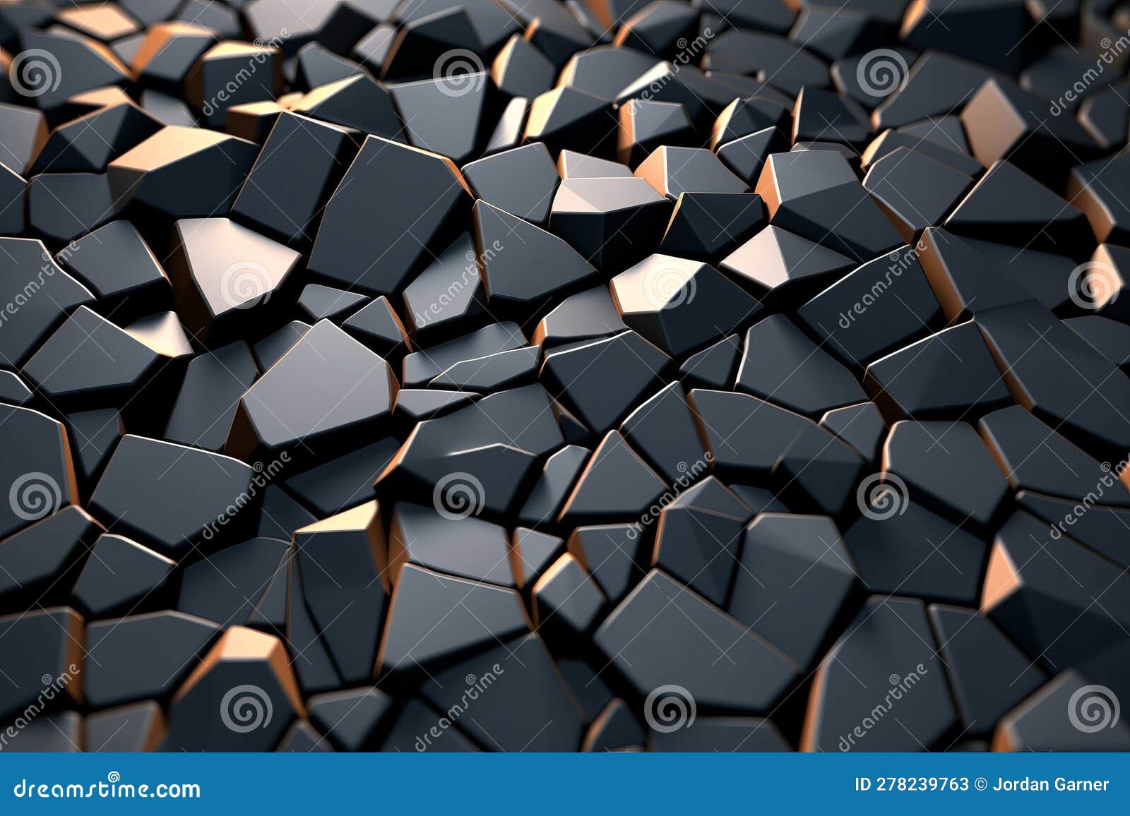 Obsidian Backlit Abstract 3D Background - Unique Sectioned Voronoi ...