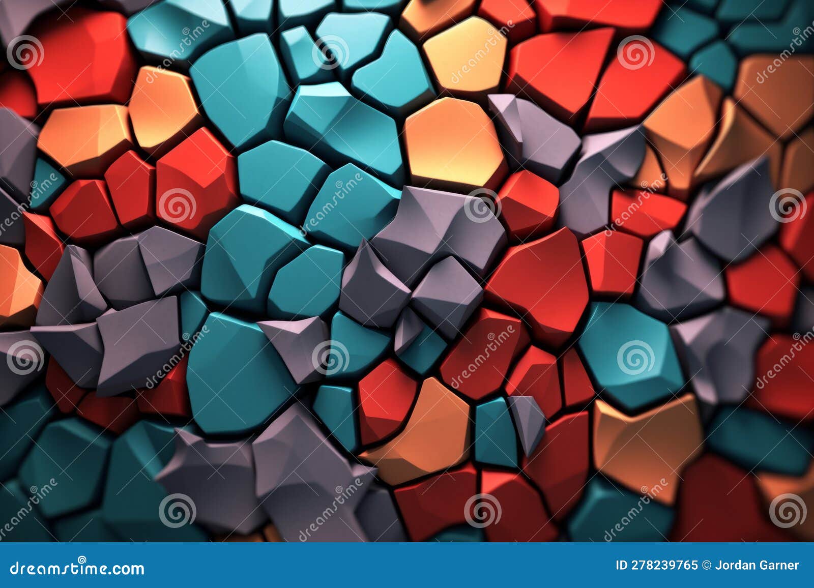 Faded Color Abstract 3D Background - Unique Voronoi Block Texture Stock ...