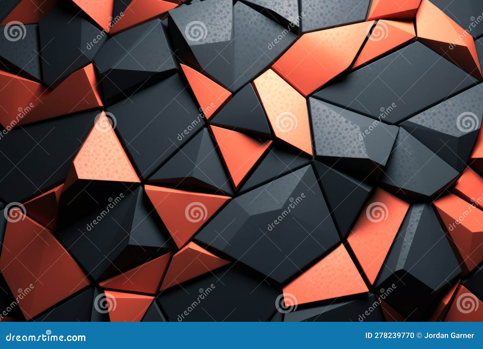Black And Red Abstract 3d Background Unique Voronoi Block Texture Stock
