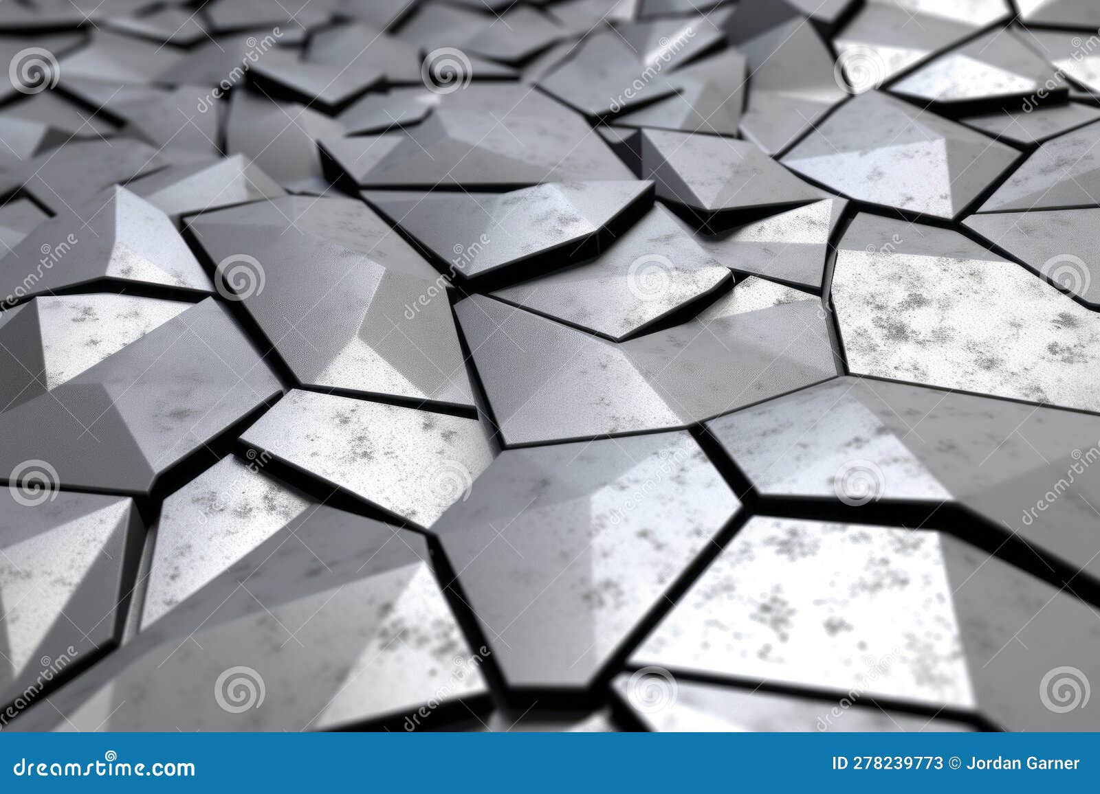 Weathered Shards Abstract 3D Background - Unique Metal Voronoi Block ...