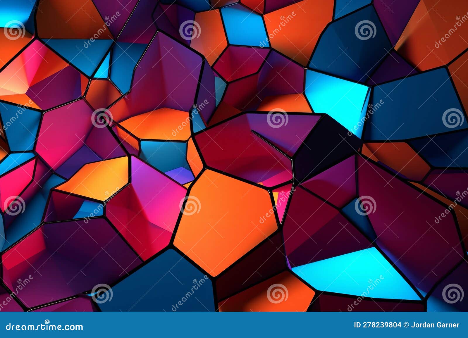 Dark Hues Voronoi Block Texture Warped Layered Abstract 3d Background