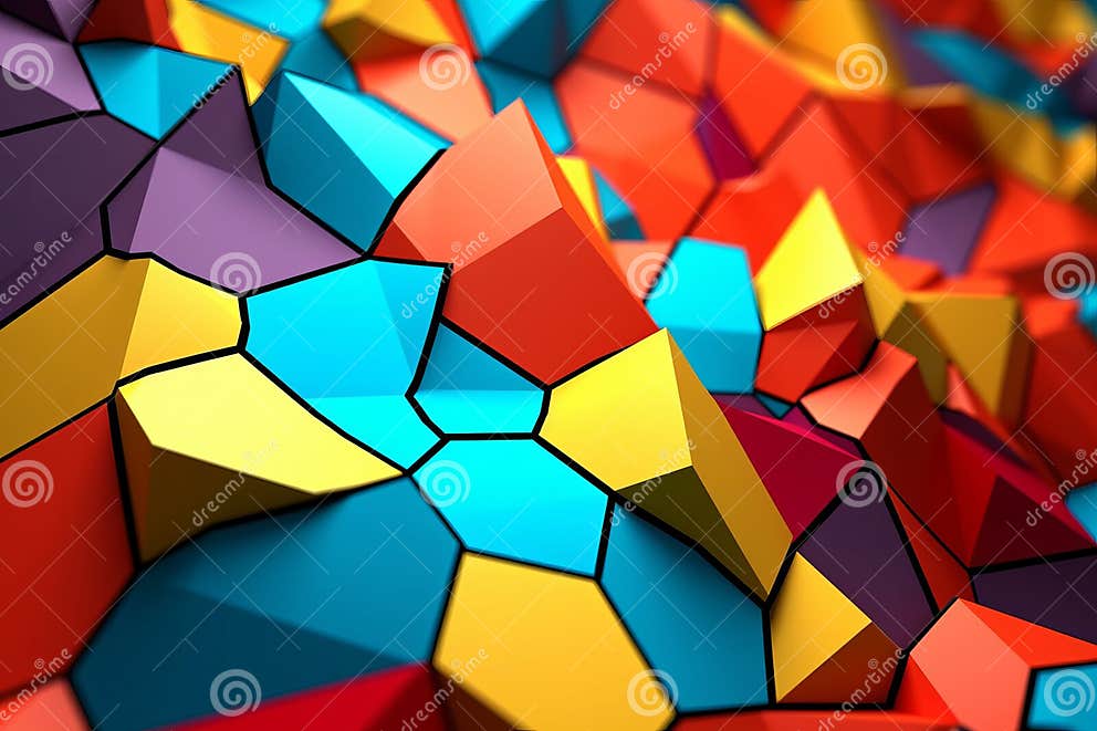 Vibrant Voronoi Block Texture - Festive Colors Abstract 3D Background ...