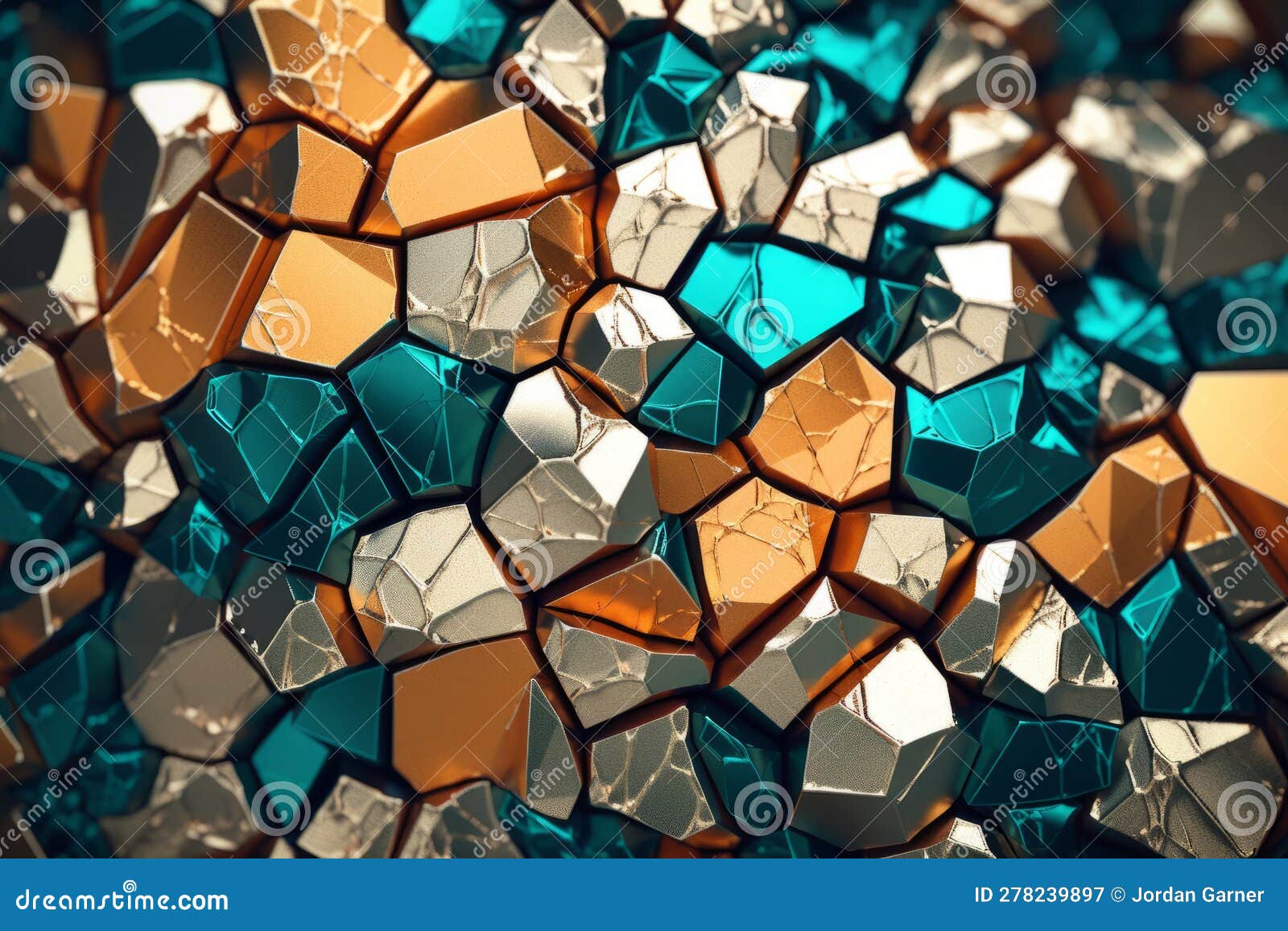 Vibrant Voronoi Block Texture - Ultra Glossy Jewels Abstract 3D ...