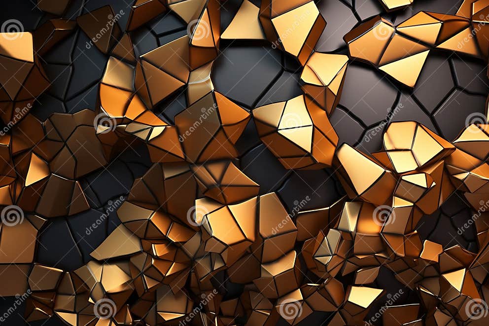 Vibrant Voronoi Block Texture Sleek Gold Chunksabstract 3d Background