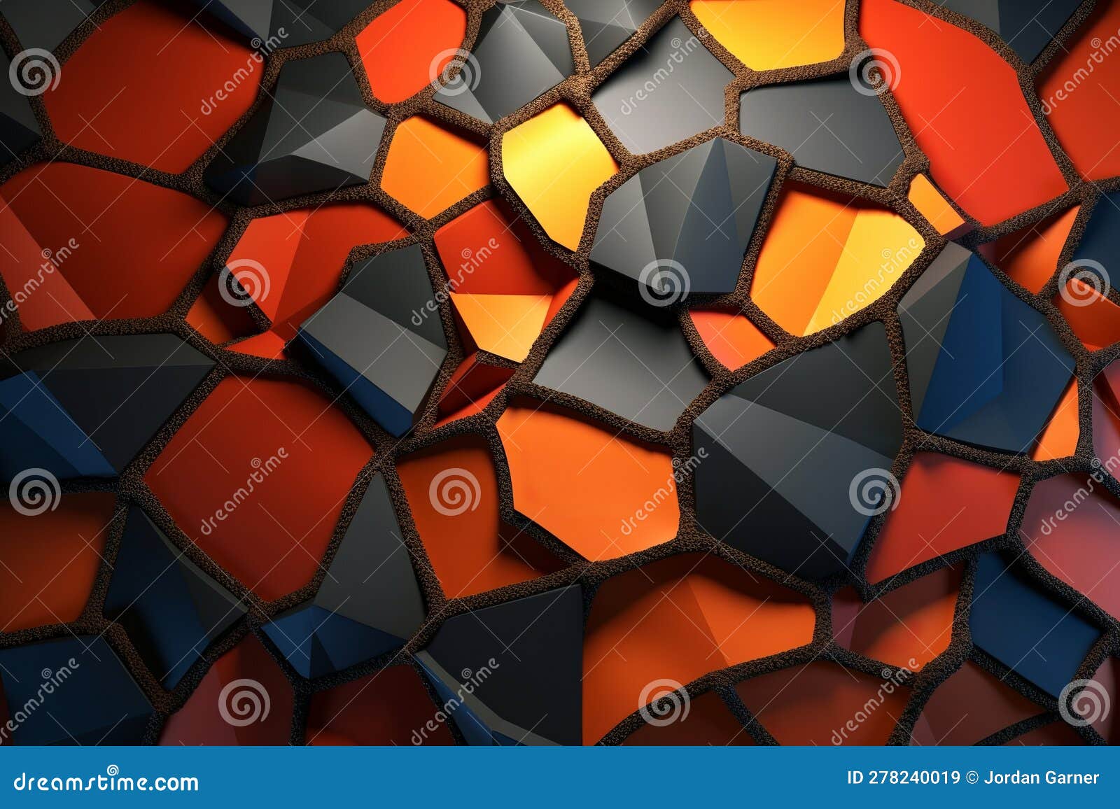 Vibrant Voronoi Block Texture - Warm Colors Spotlight Abstract 3D ...