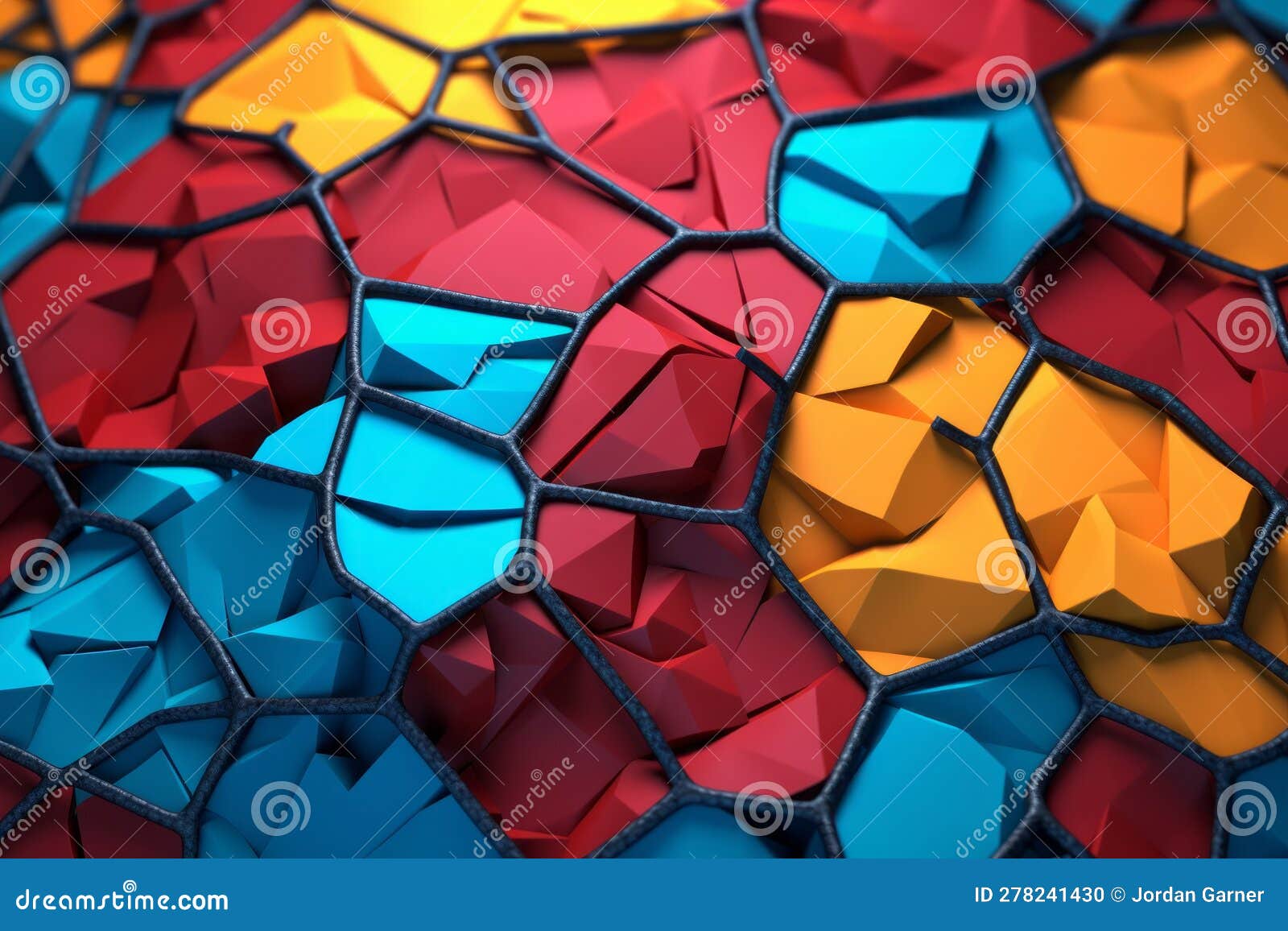 Vibrant Voronoi Block Texture - Primary Color Abstract 3D Background Stock Illustration ...
