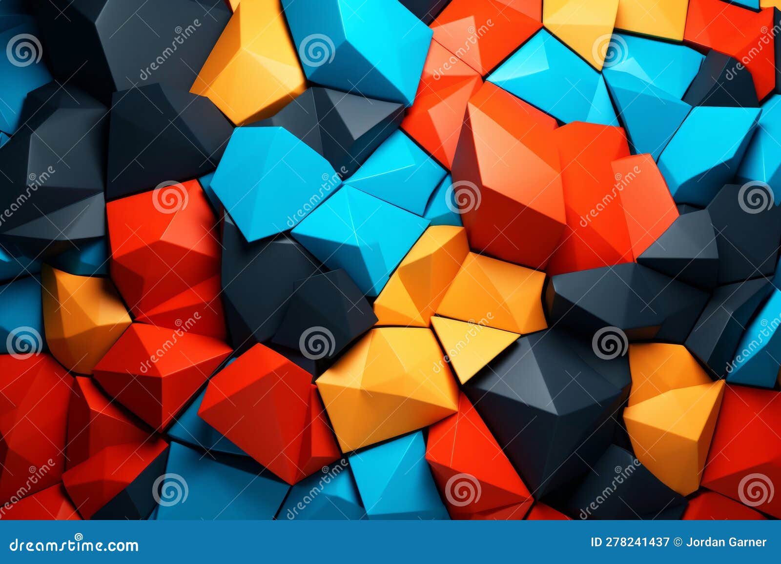 Vibrant Voronoi Block Texture Blue And White Outline Abstract 3d