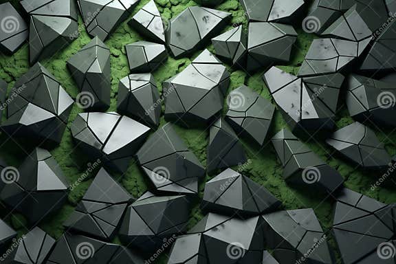 Vibrant Voronoi Block Texture - Mossy Rocks Abstract 3D Background ...
