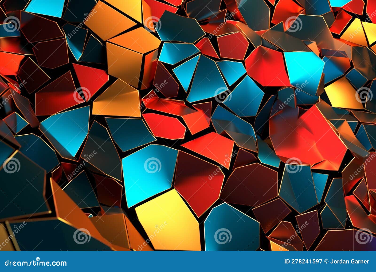 Vibrant Voronoi Block Texture - Shining Colorful Shards Abstract 3D ...