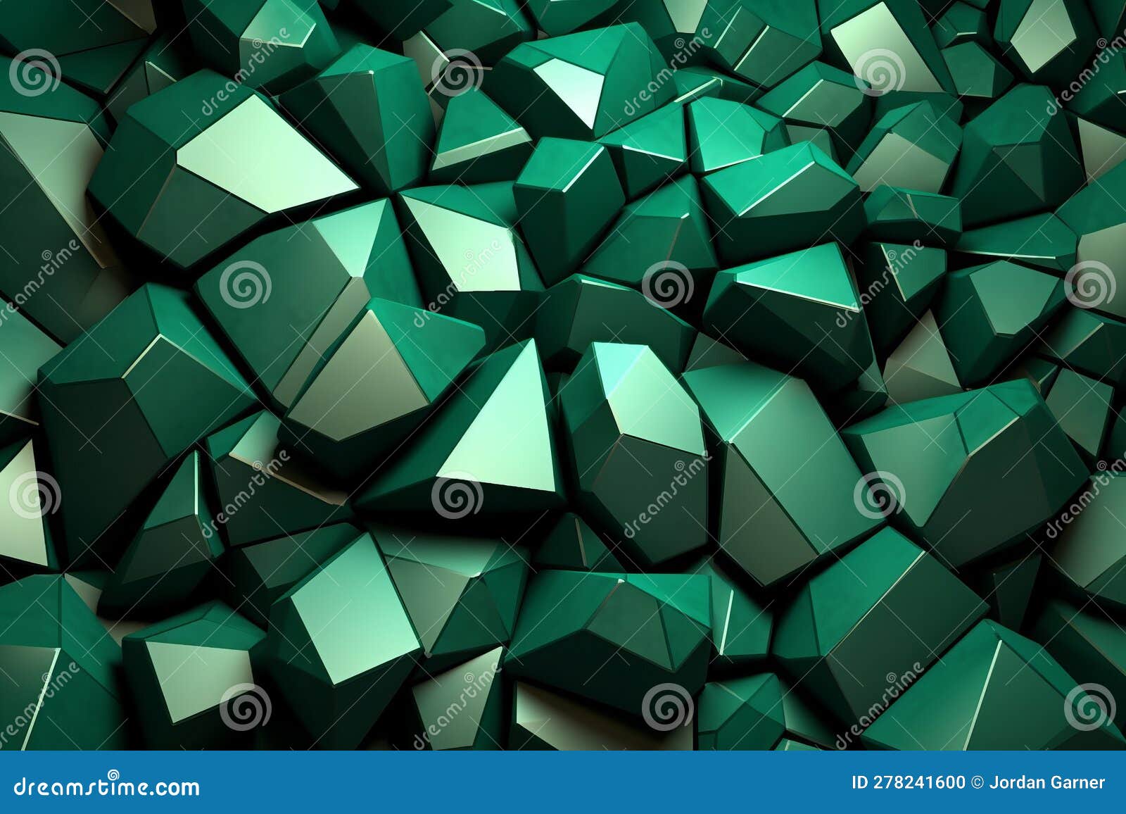 Vibrant Voronoi Block Texture Shiny Emerald Abstract 3d Background