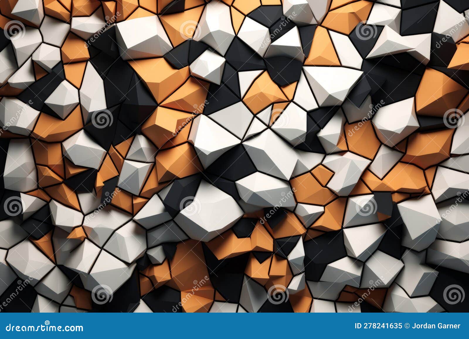 Vibrant Voronoi Block Texture - Tan Black and White Abstract 3D ...