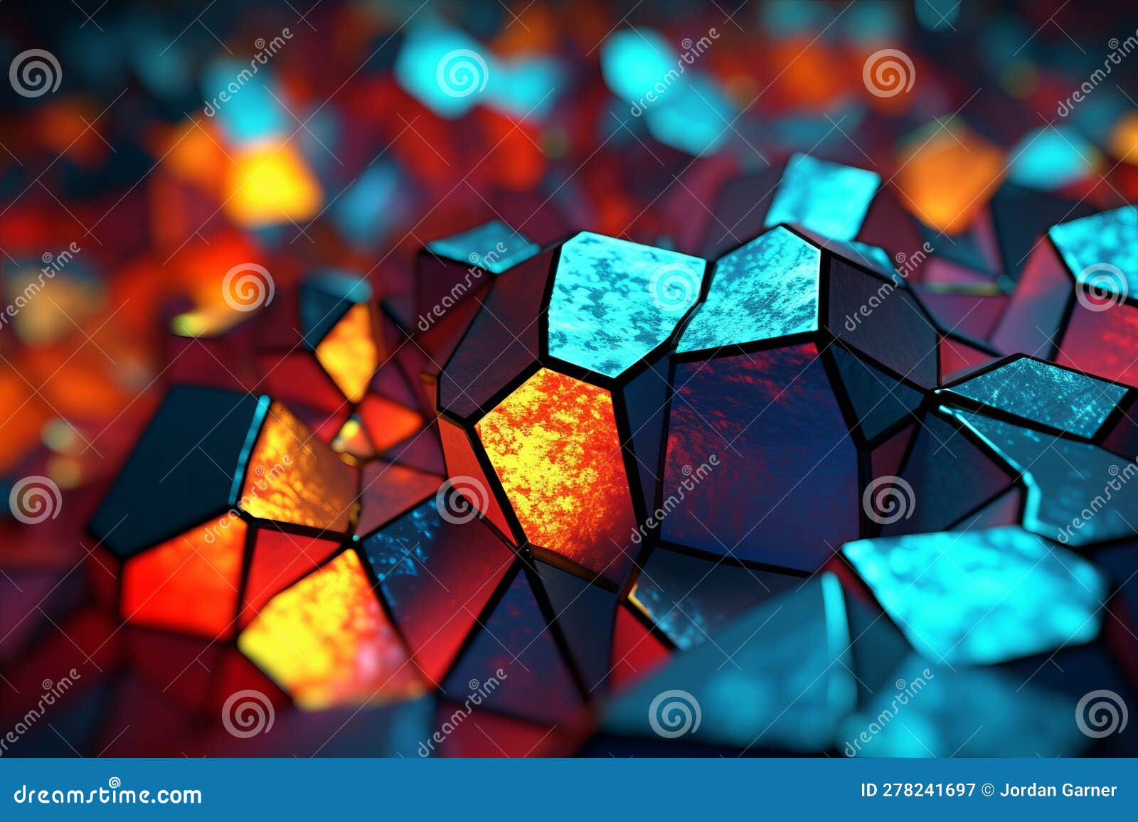 Vibrant Voronoi Block Texture - Glowing Colors Abstract 3D Background ...