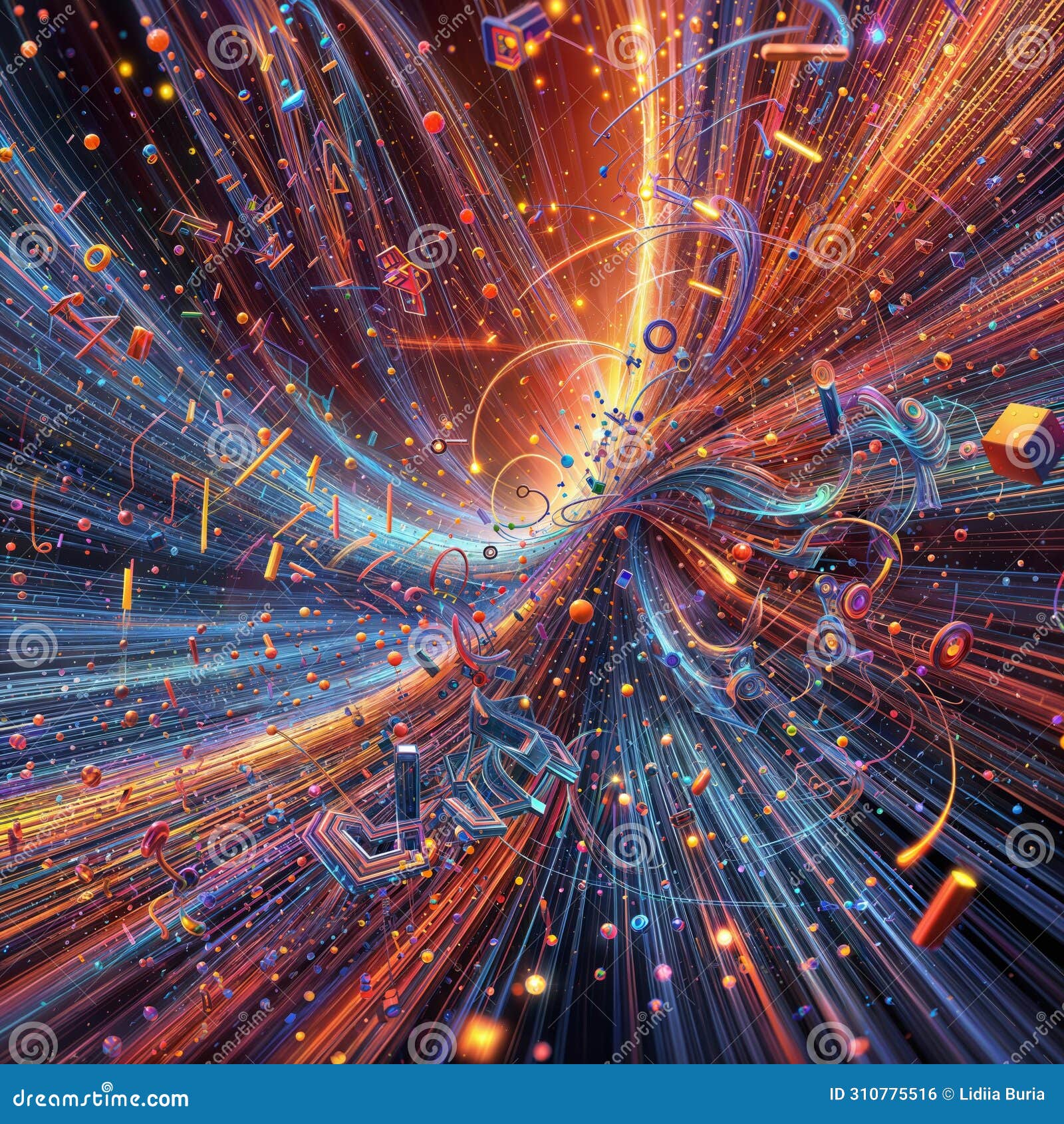 Cosmic Whirlwind: Vortex of Orange and Blue Luminescence, Generative Ai ...