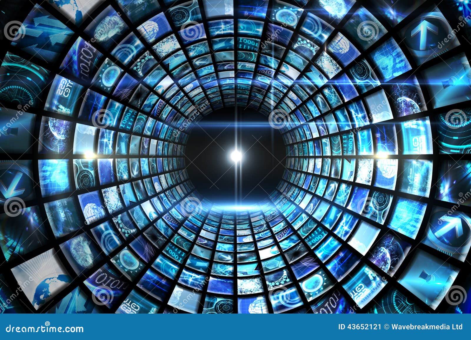 Vortex of Digital Screens in Blue Stock Illustration - Illustration of ...