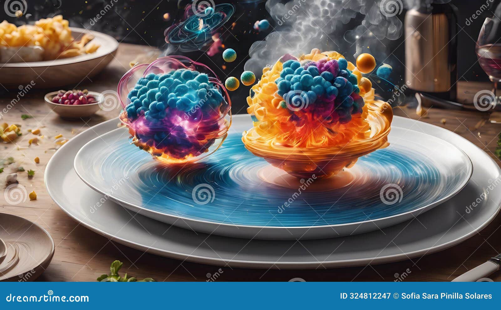 Vortex Floating Above Food with Fire Flames and a Sense of Danger Stock ...