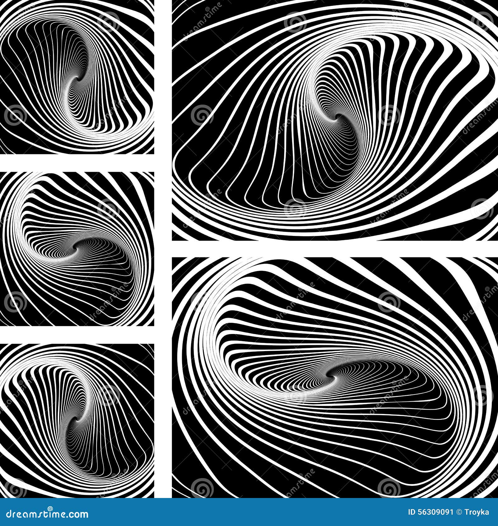 Vortex Illusion. Op Art Backgrounds Set Stock Vector - Illustration of ...