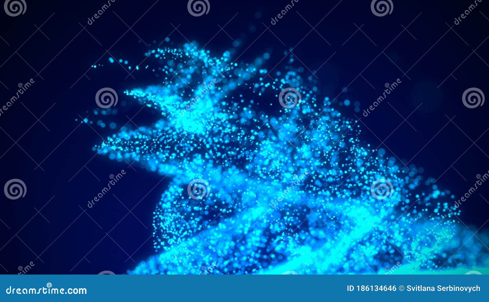 A Vortex of Lighting Particles. a Tornado of Twisted Glowing Blue Dots ...