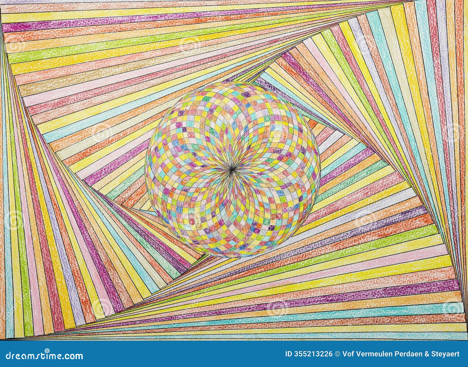 Vortex Mandala, Circle with Squares and Geometric Background. Stock ...