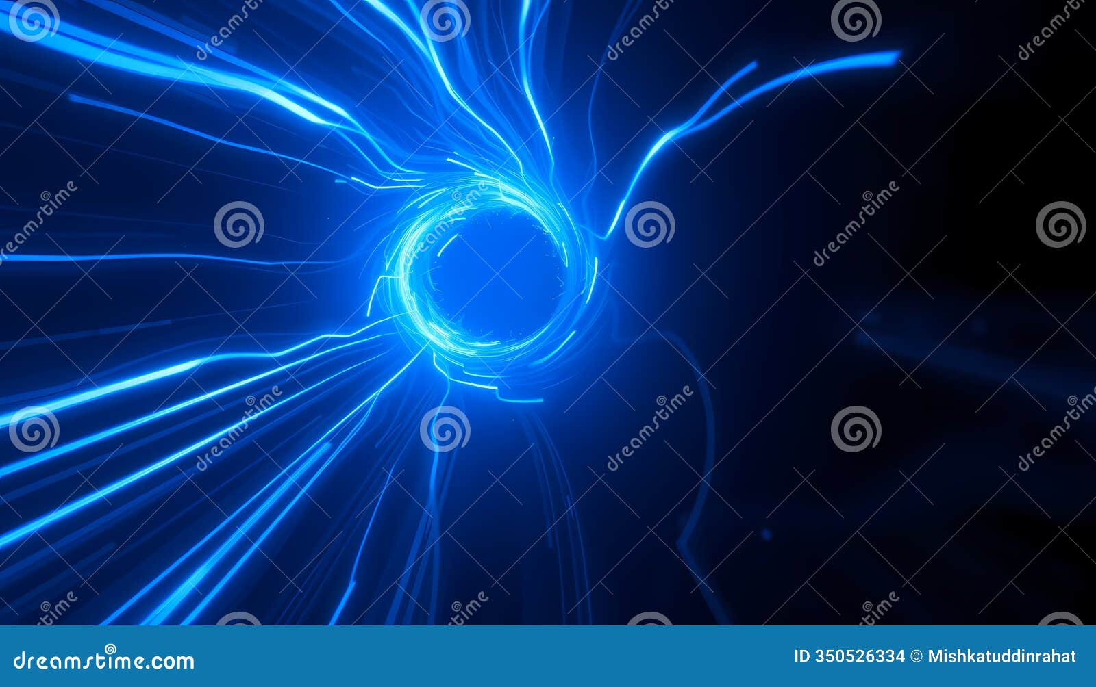 Vortex of Neon Blue Light Swirling with Motion Environment Stock Photo ...