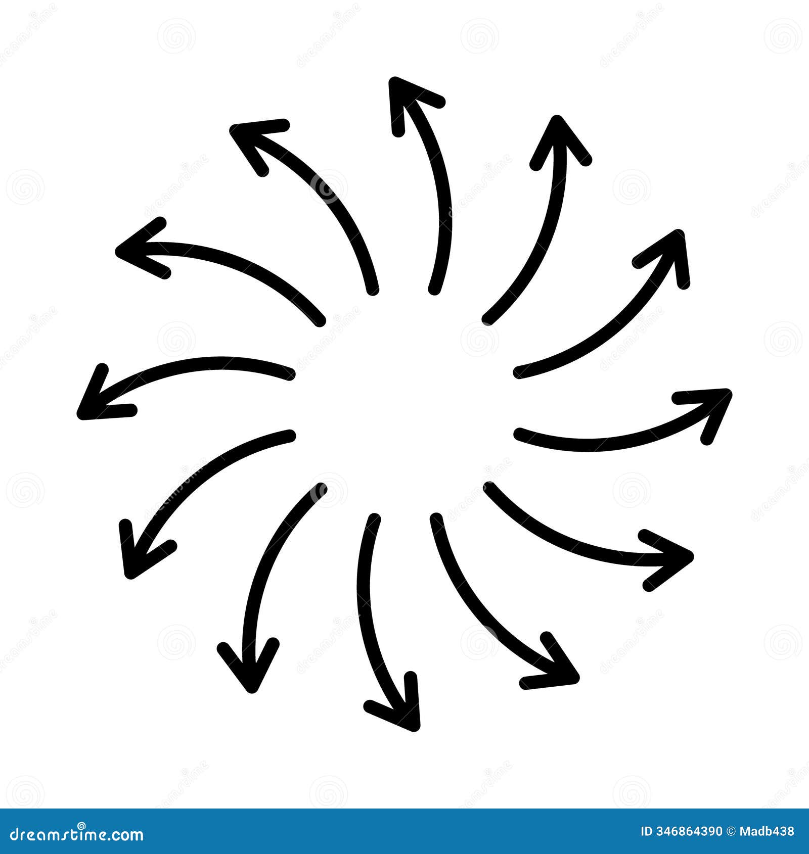 Vortex Outward Arrows Sign. Stock Illustration - Illustration of icon ...