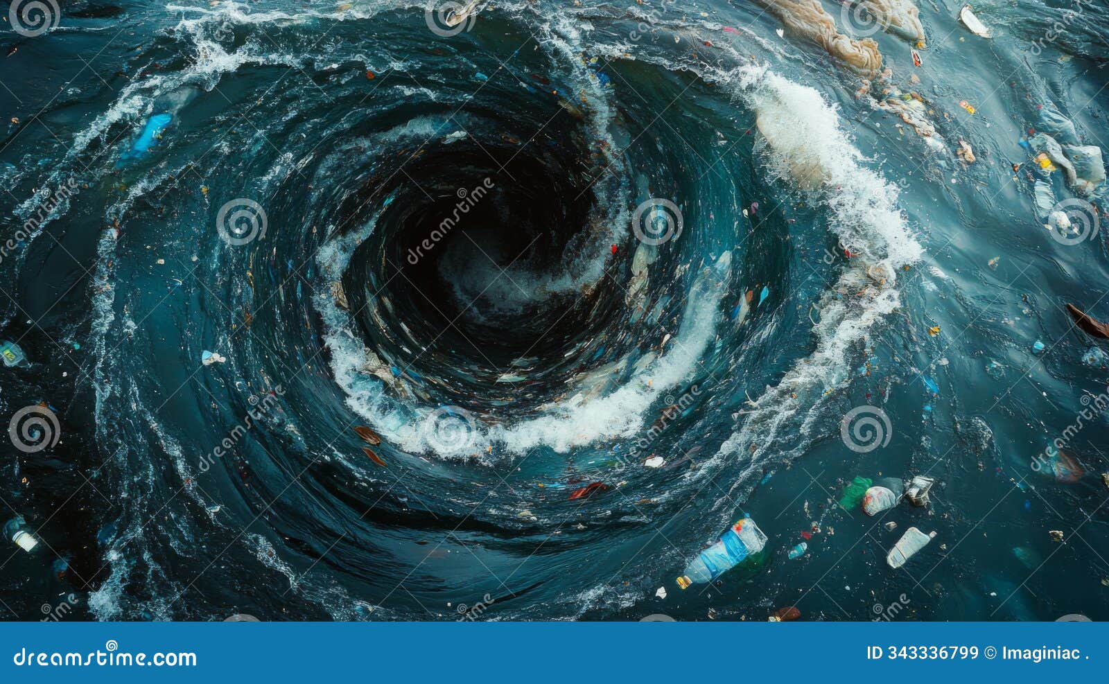 A Vortex of Plastic Waste in the Ocean Stock Illustration ...