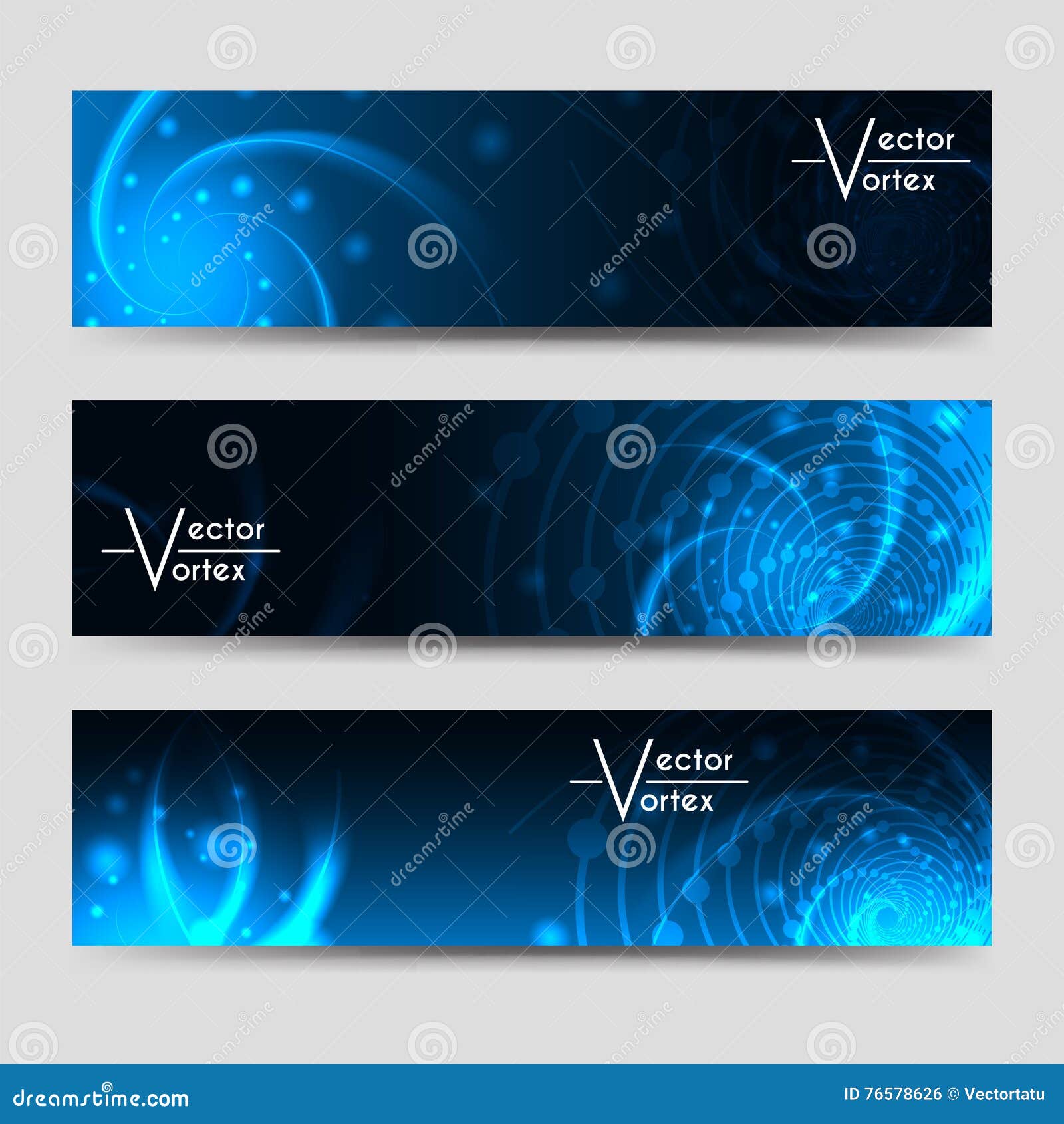 Vortex Shine Elements Horizontal Banners Set Stock Vector ...