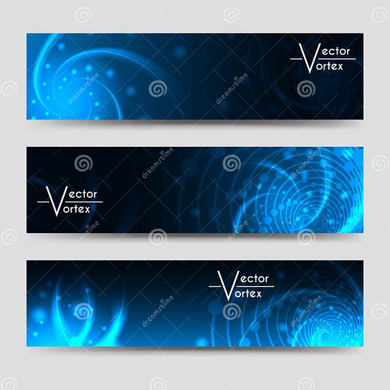 Vortex Shine Elements Horizontal Banners Set Stock Vector ...