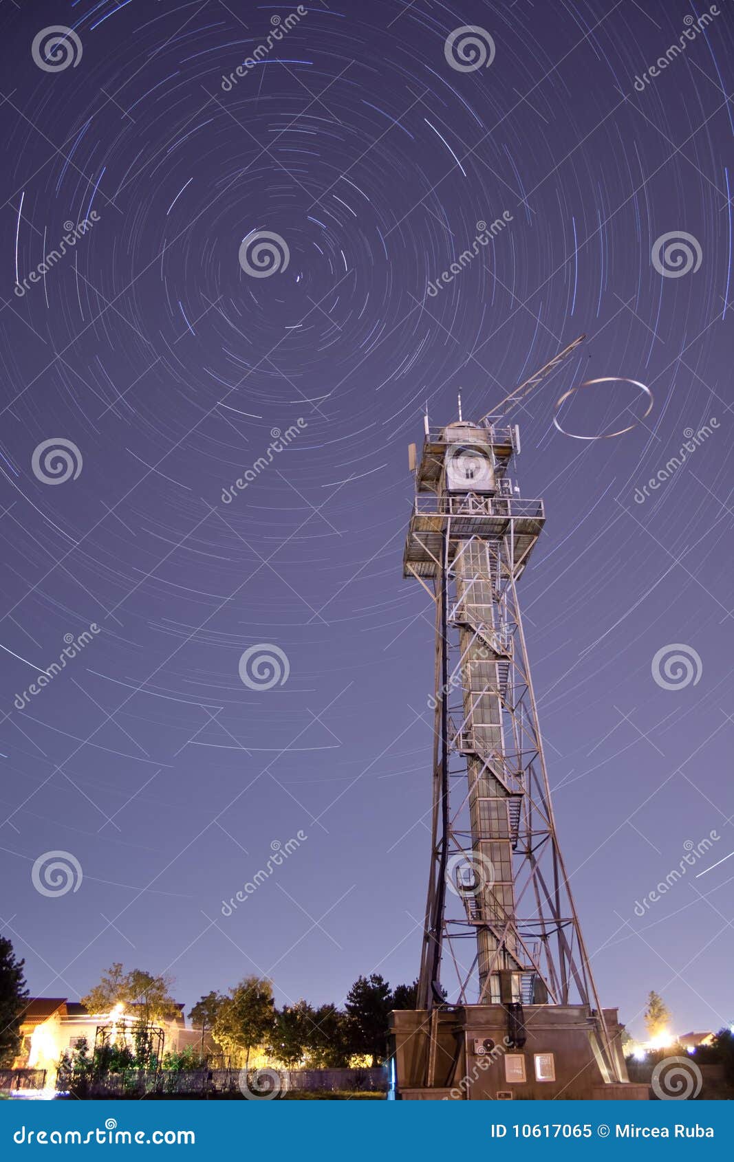 Vortex Star Tail on Night Sky Behind an Observation Stock Image - Image ...