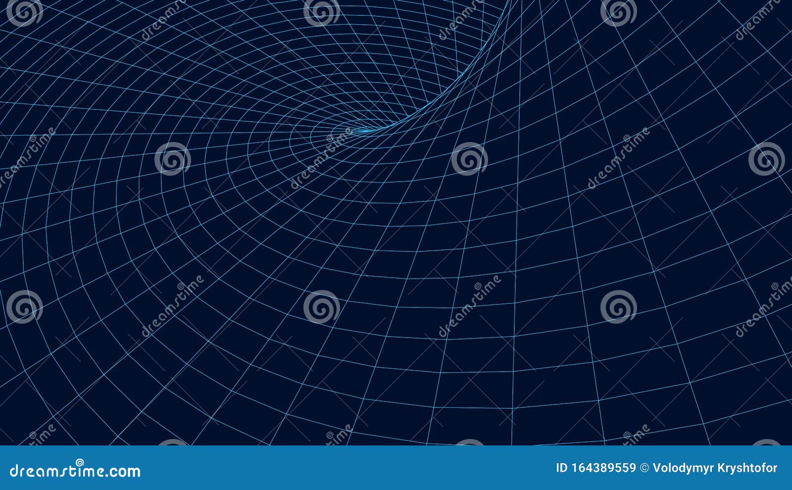 Vortex. Vector Perspective Curved Grid. Wireframe Abstract Tunnel. 3D ...