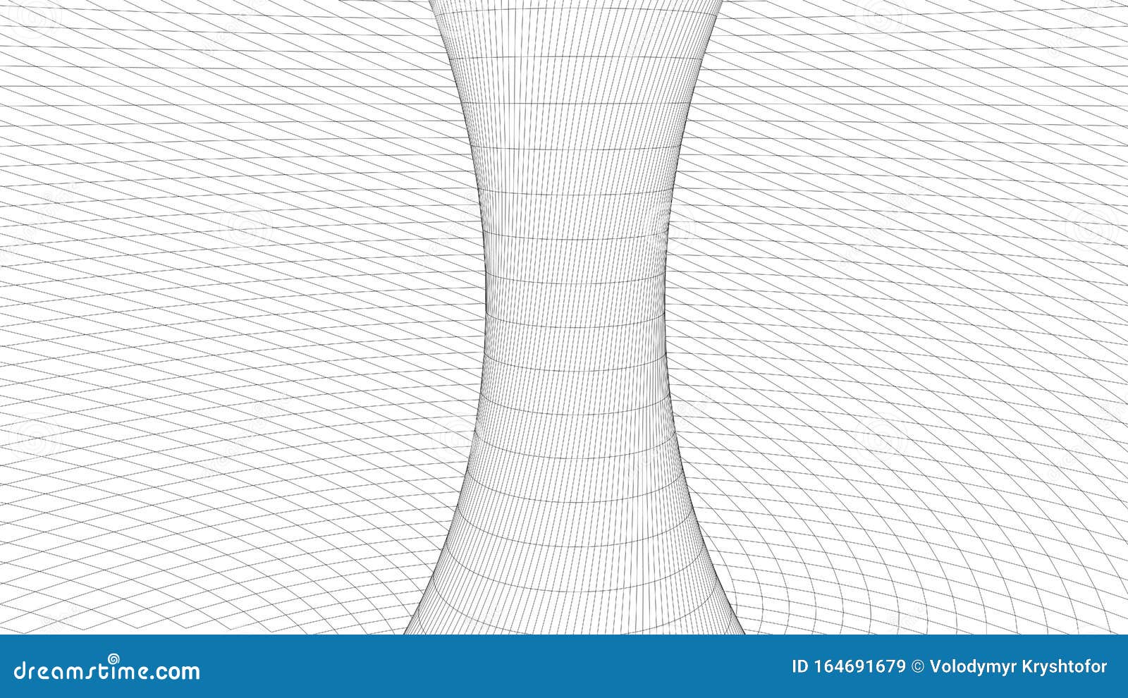 Vortex. Vector Perspective Curved Grid. Wireframe Abstract Tunnel. 3D ...