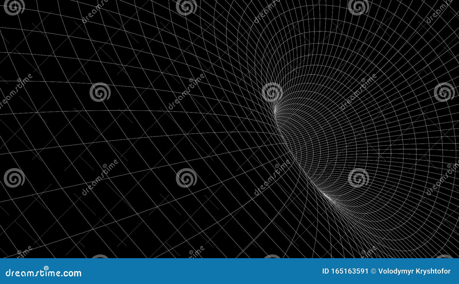 Vortex. Vector Perspective Curved Grid. Wireframe Abstract Tunnel. 3D ...