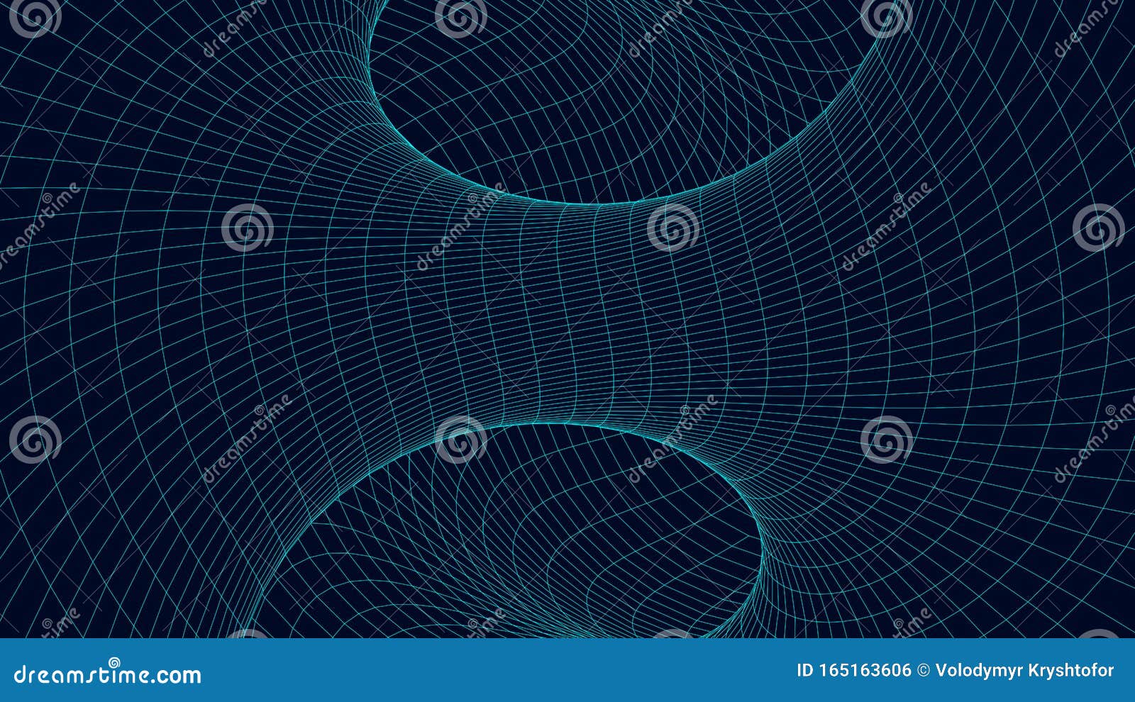 Vortex. Vector Perspective Curved Grid. Wireframe Abstract Tunnel. 3D ...