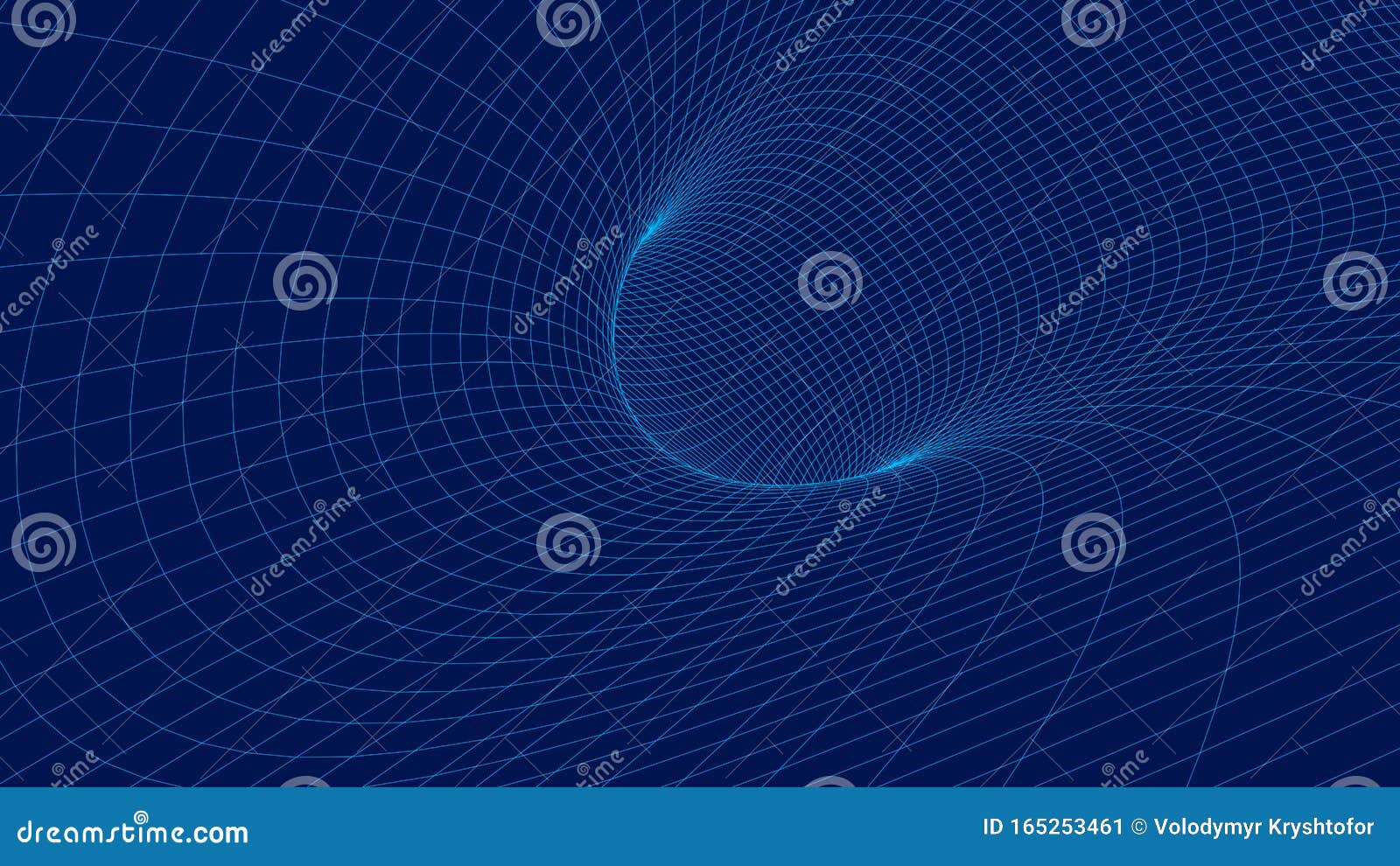 Vortex. Vector Perspective Curved Grid. Wireframe Abstract Tunnel. 3D ...