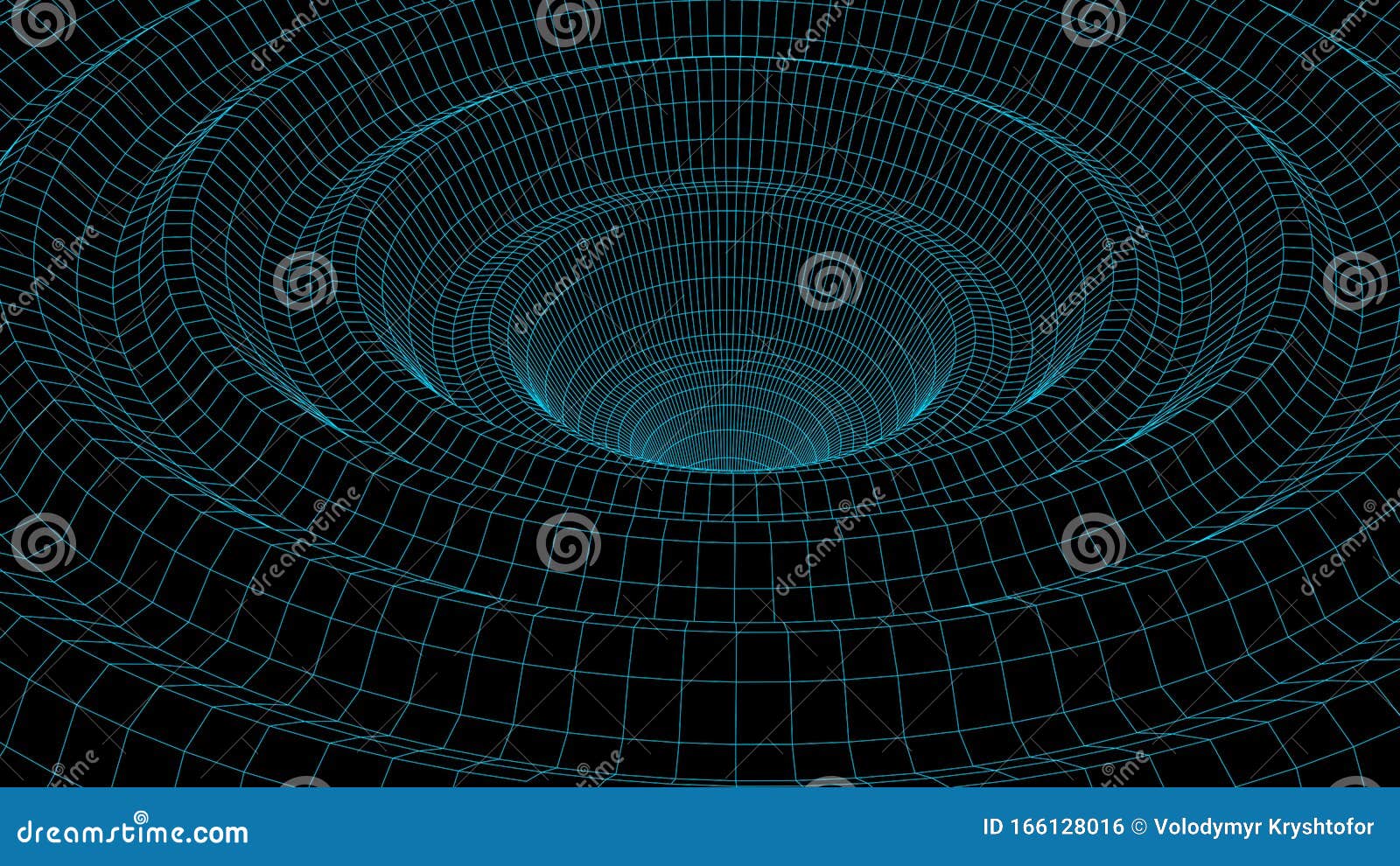 Vortex. Vector Perspective Curved Grid. Wireframe Abstract Tunnel. 3D ...