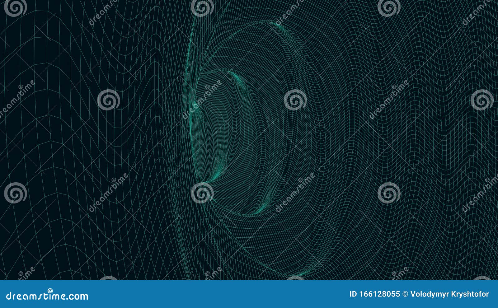Vortex. Vector Perspective Curved Grid. Wireframe Abstract Tunnel. 3D ...