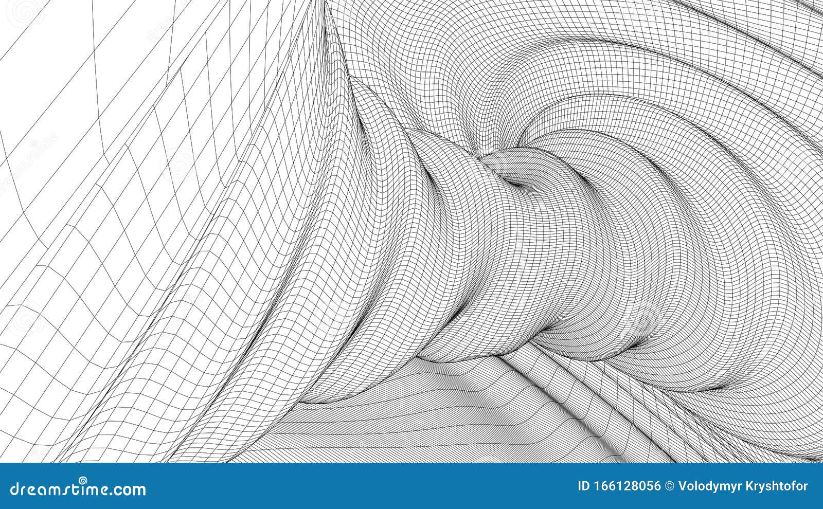 Vortex. Vector Perspective Curved Grid. Wireframe Abstract Tunnel. 3D ...