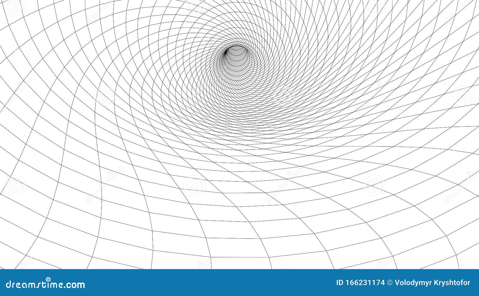 Vortex. Vector Perspective Curved Grid. Wireframe Abstract Tunnel. 3D ...