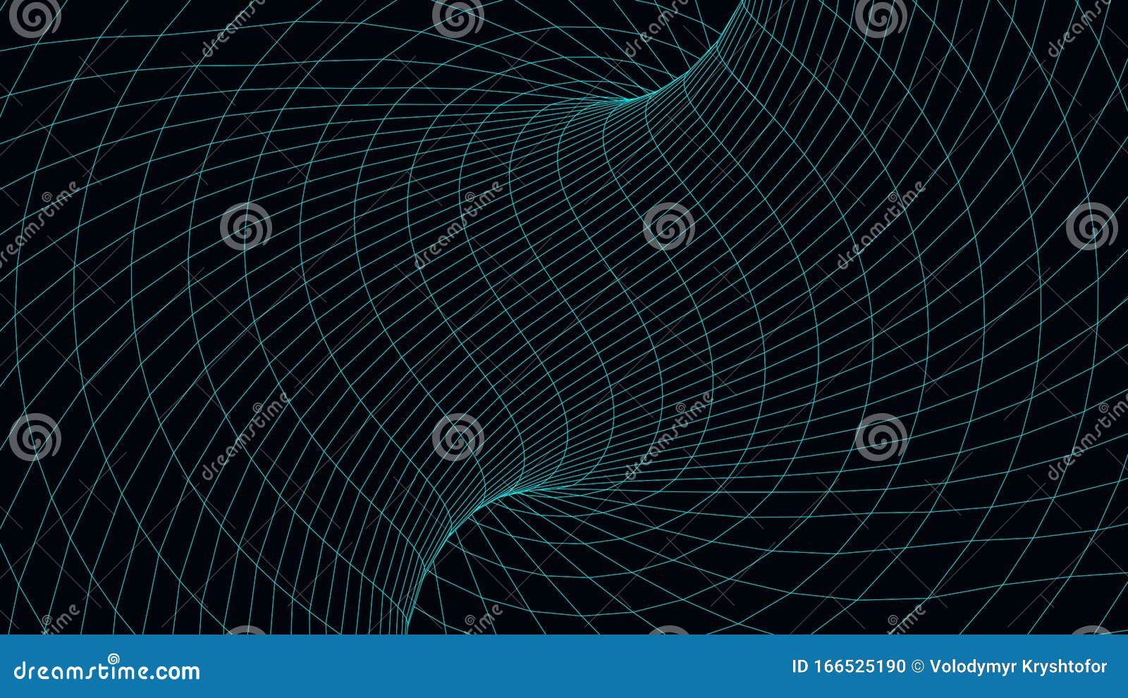 Vortex. Vector Perspective Curved Grid. Wireframe Abstract Tunnel. 3D ...