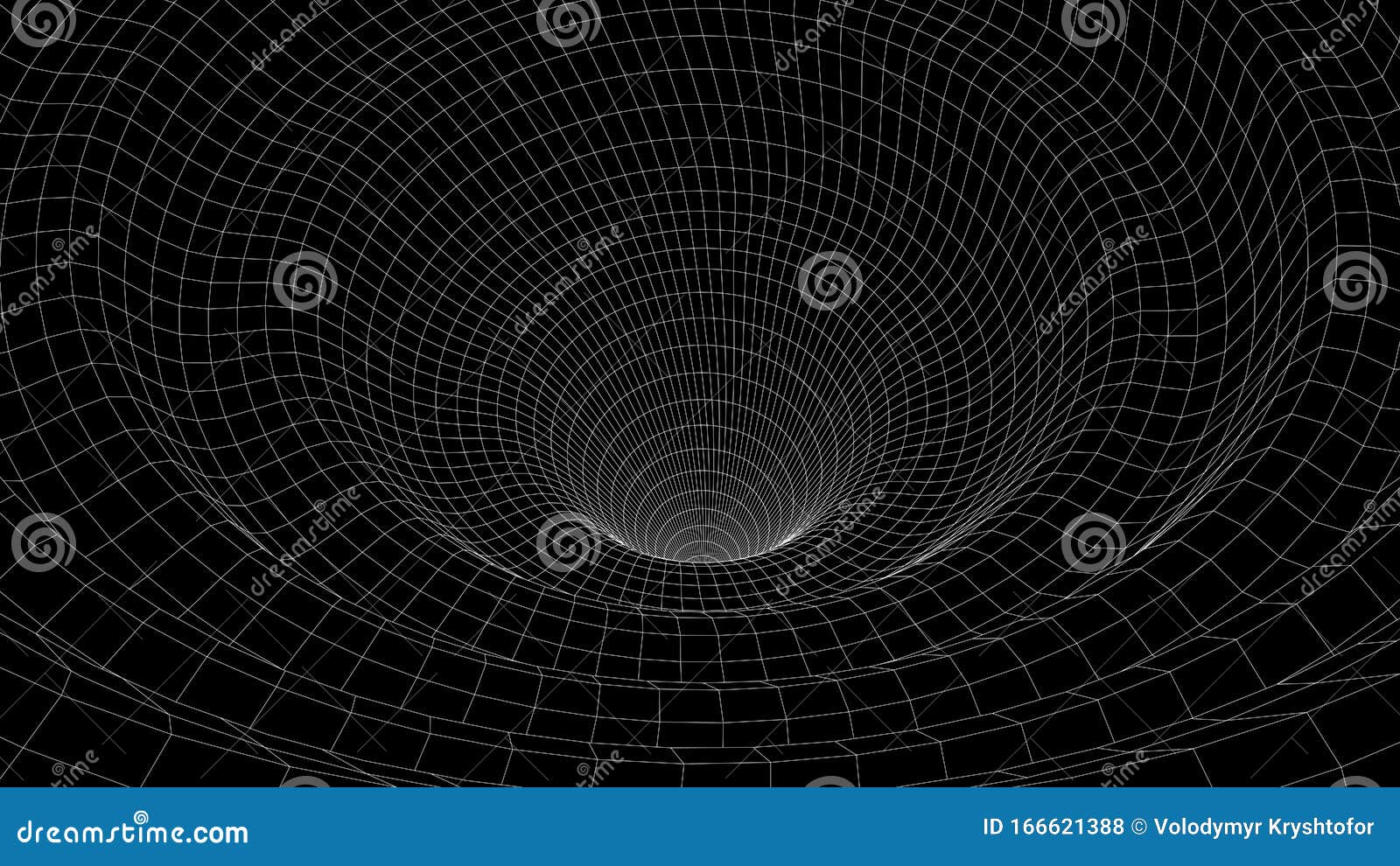 Vortex. Vector Perspective Curved Grid. Wireframe Abstract Tunnel. 3D ...