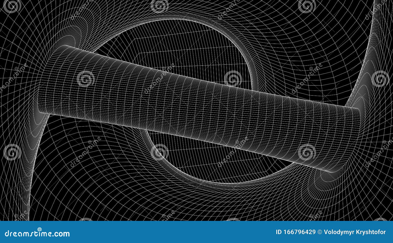 Vortex. Vector Perspective Curved Grid. Wireframe Abstract Tunnel. 3D ...
