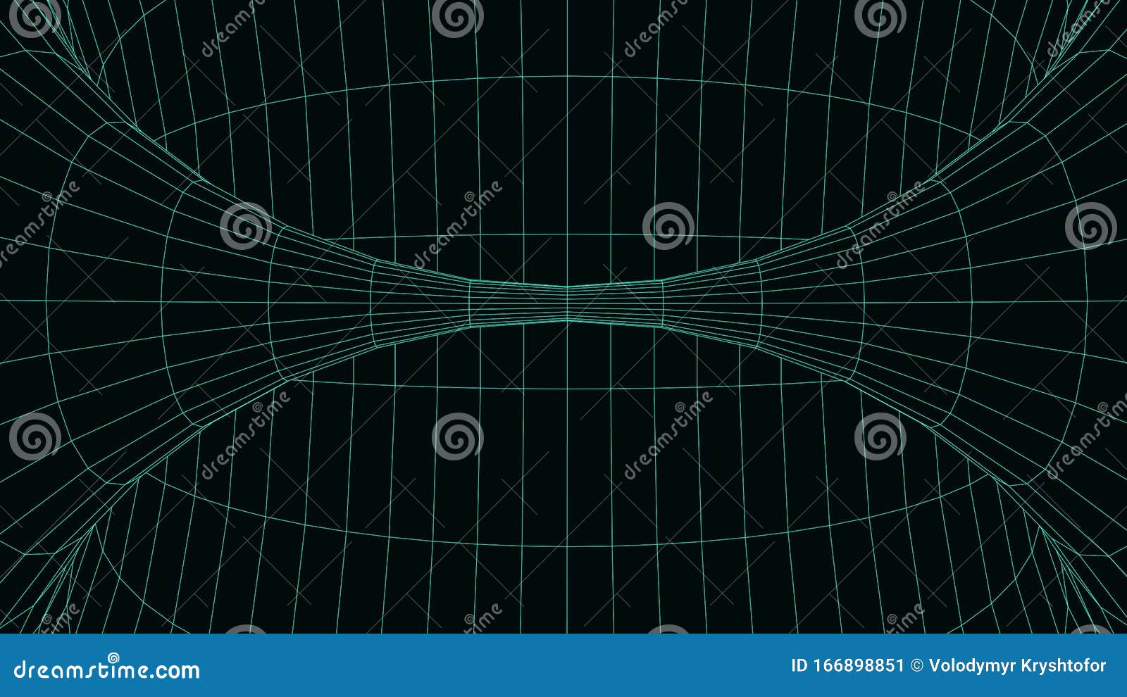 Vortex. Vector Perspective Curved Grid. Wireframe Abstract Tunnel. 3D ...