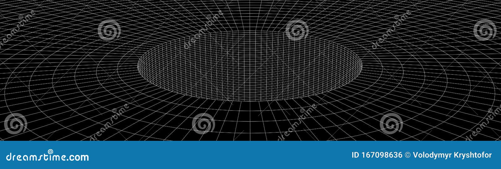 Vortex. Vector Perspective Curved Grid. Wireframe Abstract Tunnel. 3D ...