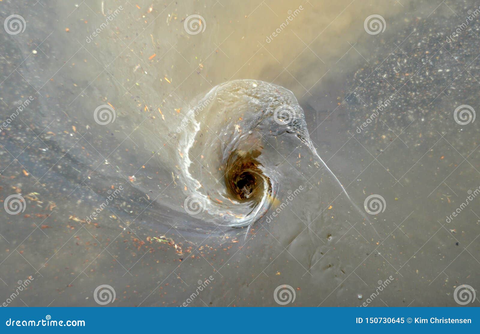 Vortex in Water Over a Drain Stock Image - Image of rain, torrential ...