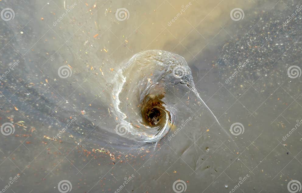 Vortex in Water Over a Drain Stock Image - Image of rain, torrential ...