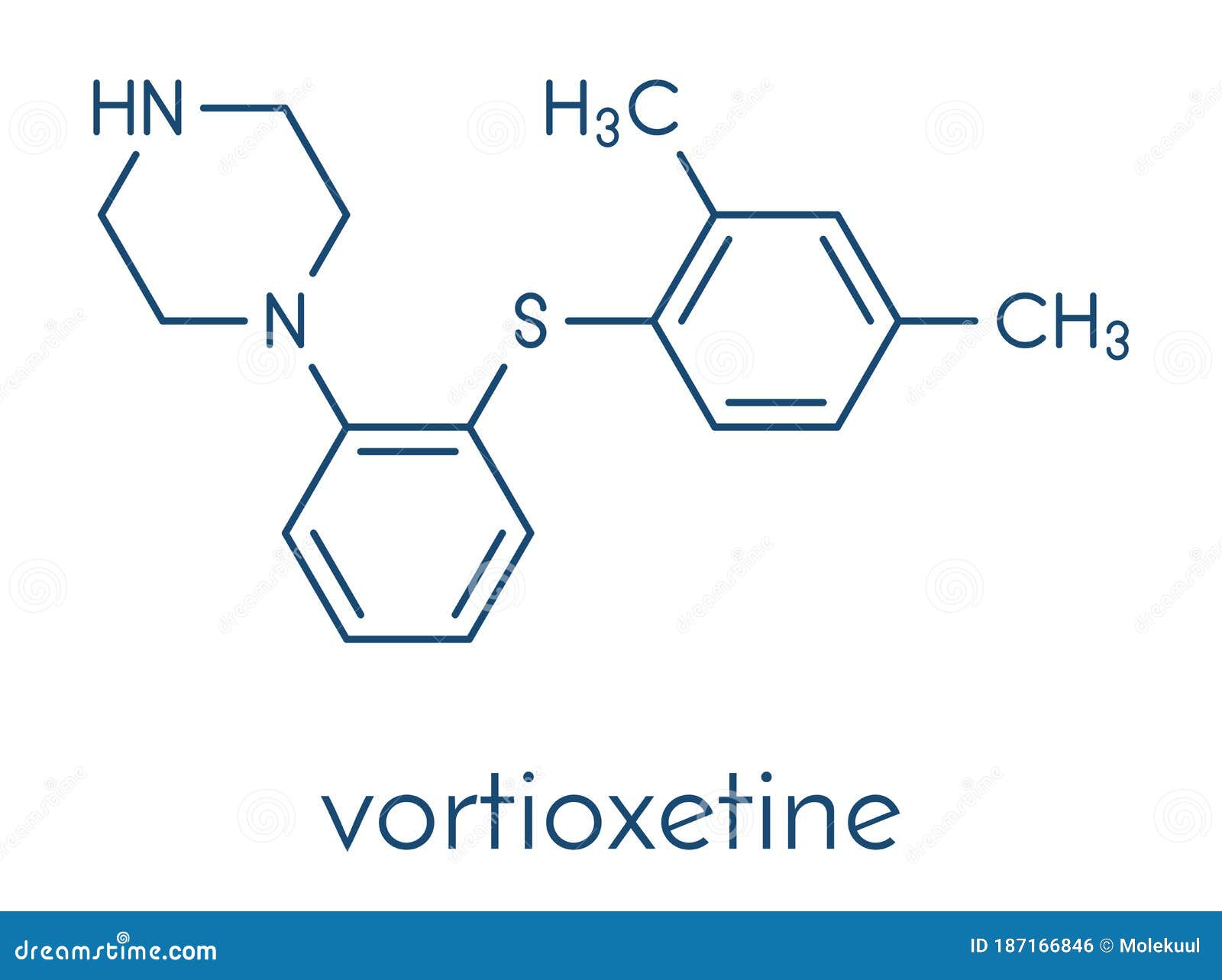Vortioxetine Antidepressant Drug Molecule. Skeletal Formula. Stock ...