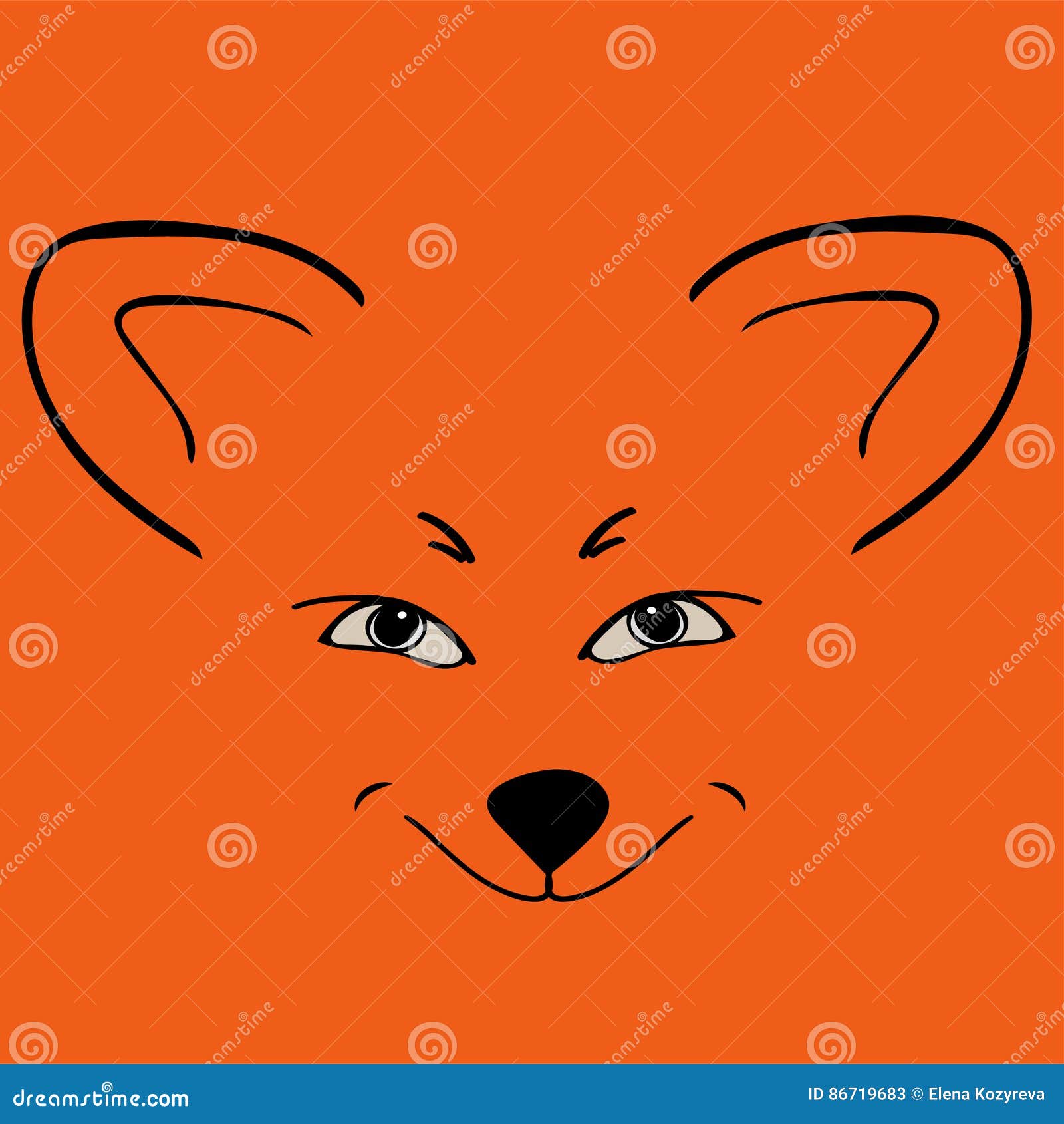 Vos Rode Hoofd Dierlijke Sluwe Ogen Vector Illustratie - Illustration ...