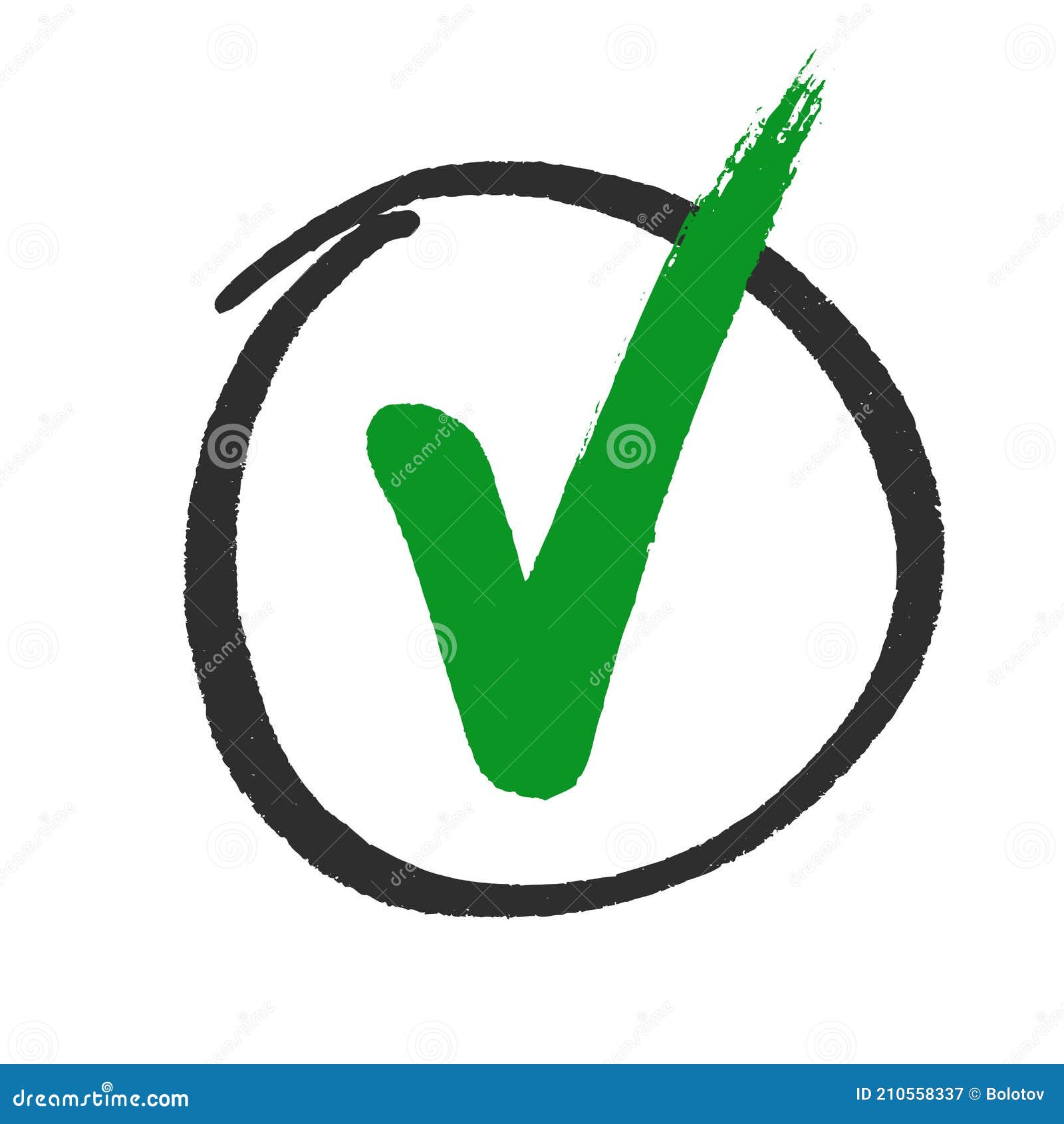 Vote or Approved Check Mark Hand Drawn, Vector Stock Vector ...