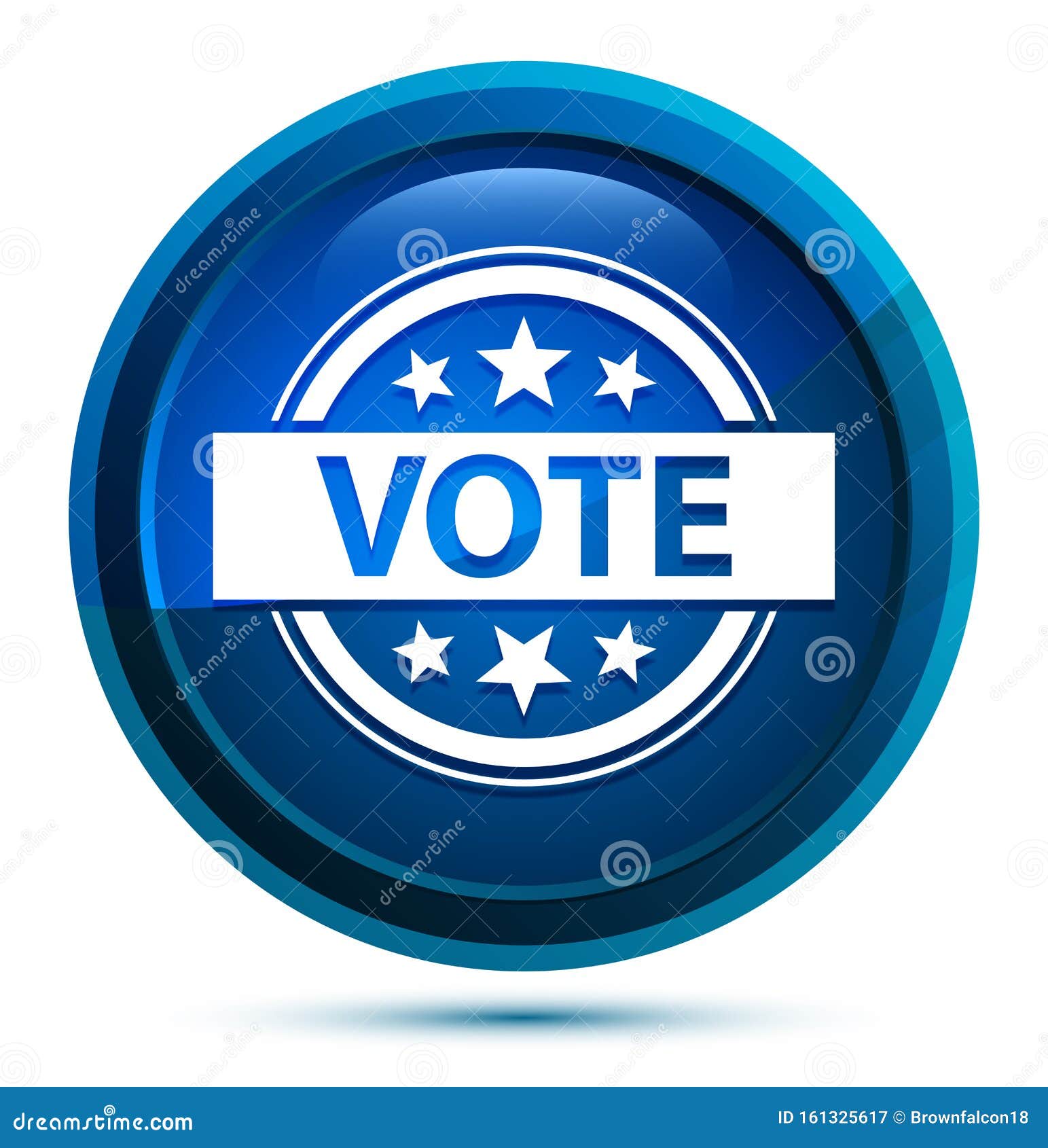 Vote Badge Icon Elegant Blue Round Button Illustration Stock Vector ...