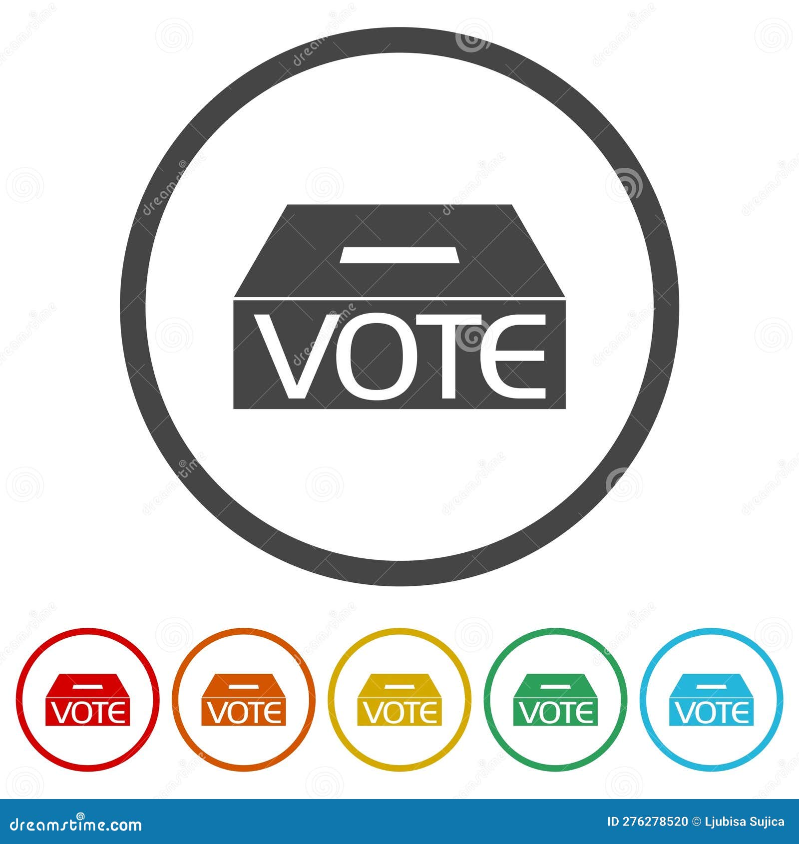 Vote Box Icon. Set Icons in Color Circle Buttons Stock Vector ...